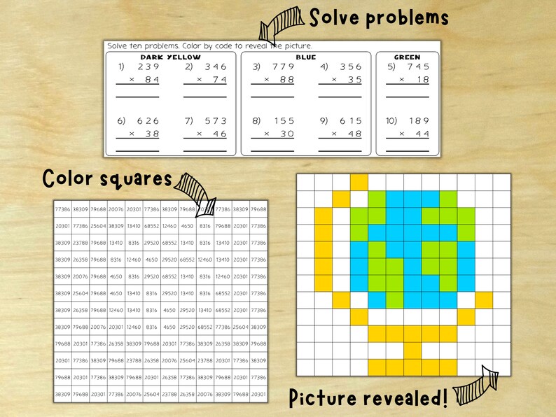 Back to School 3 Digit by 2 Digit Multiplication Mystery Picture ...