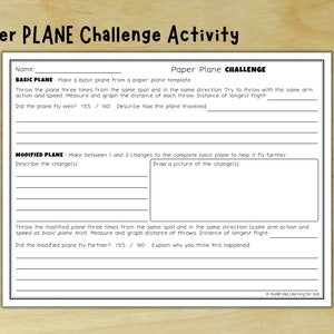Fall Paper Airplane STEM Activity PLANE Challenge Fun Science STEM ...