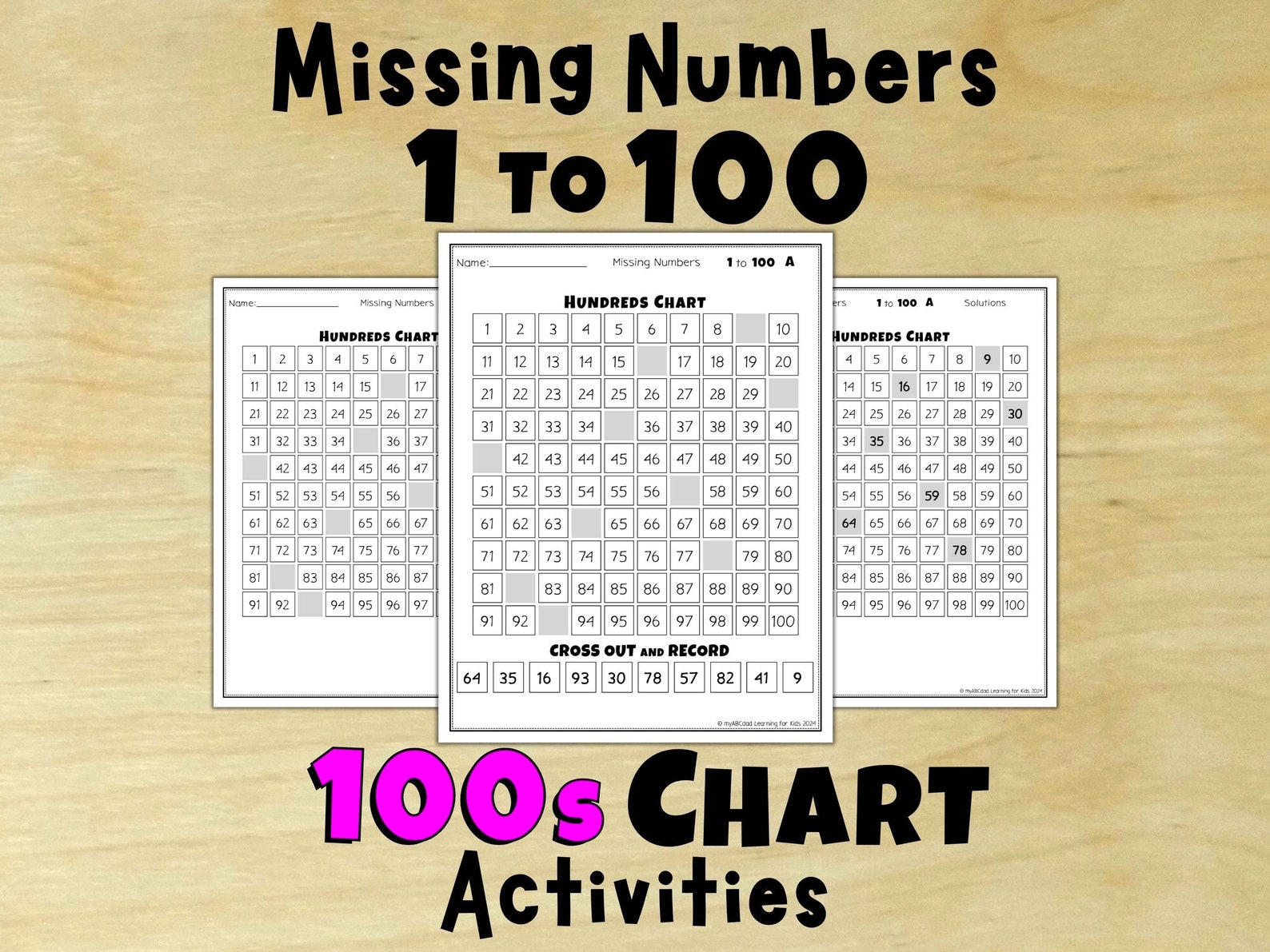 Morning Math 100s Chart Missing Numbers 1 to 100 Activities ...
