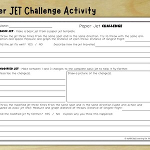 Fall Paper Airplane STEM Activity JET Challenge Paper STEM Activities ...