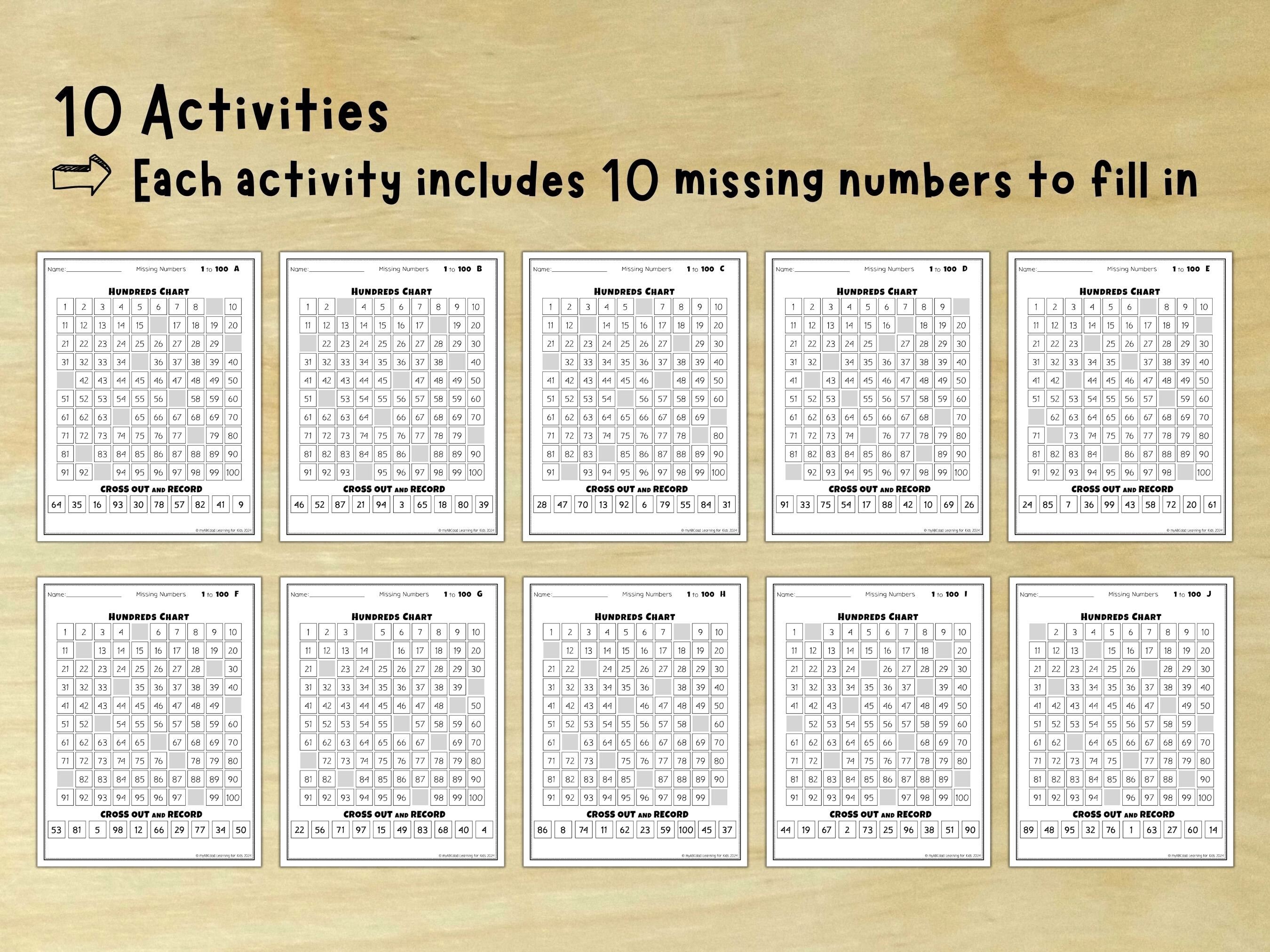 Morning Math 100s Chart Missing Numbers 1 to 100 Activities ...