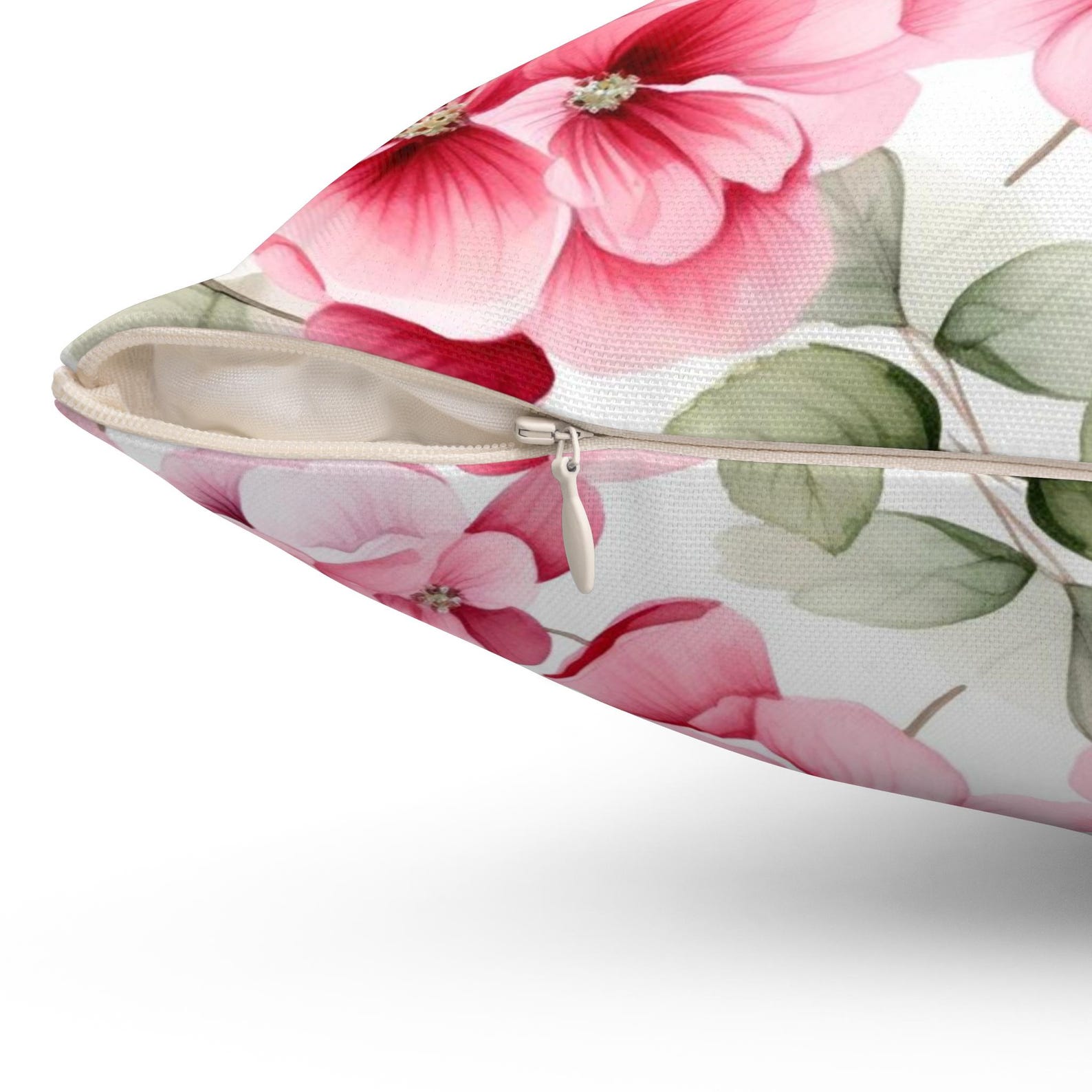 Pink Floral Square Pillow Cute Flower Botanical Home Decor Spring ...