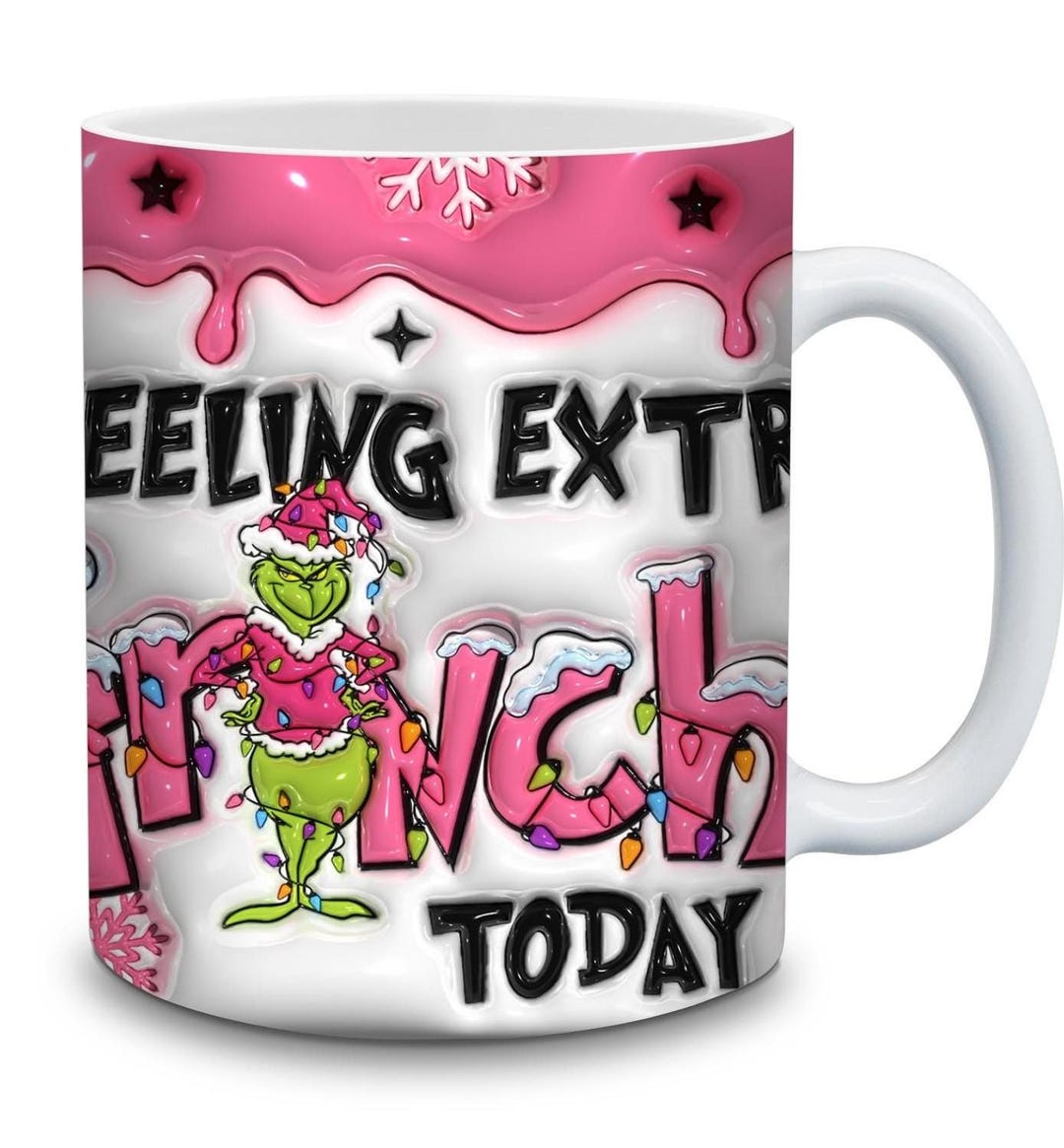 3D Inflated Pink Grinch Christmas Mug, Grinch Decor, Christmas ...