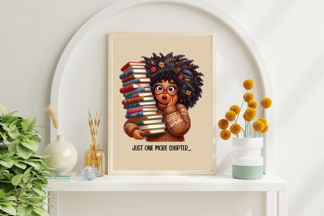Black Girl Reading Art Print Book Lover T Digital Download Etsy 8774