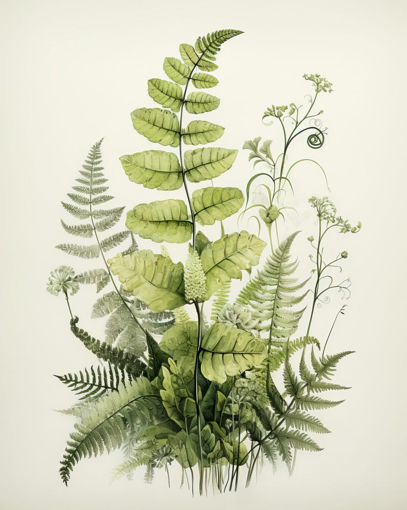 Printable Botanical Ferns Set of 4- Vintage Gallery Plant Wall Art ...