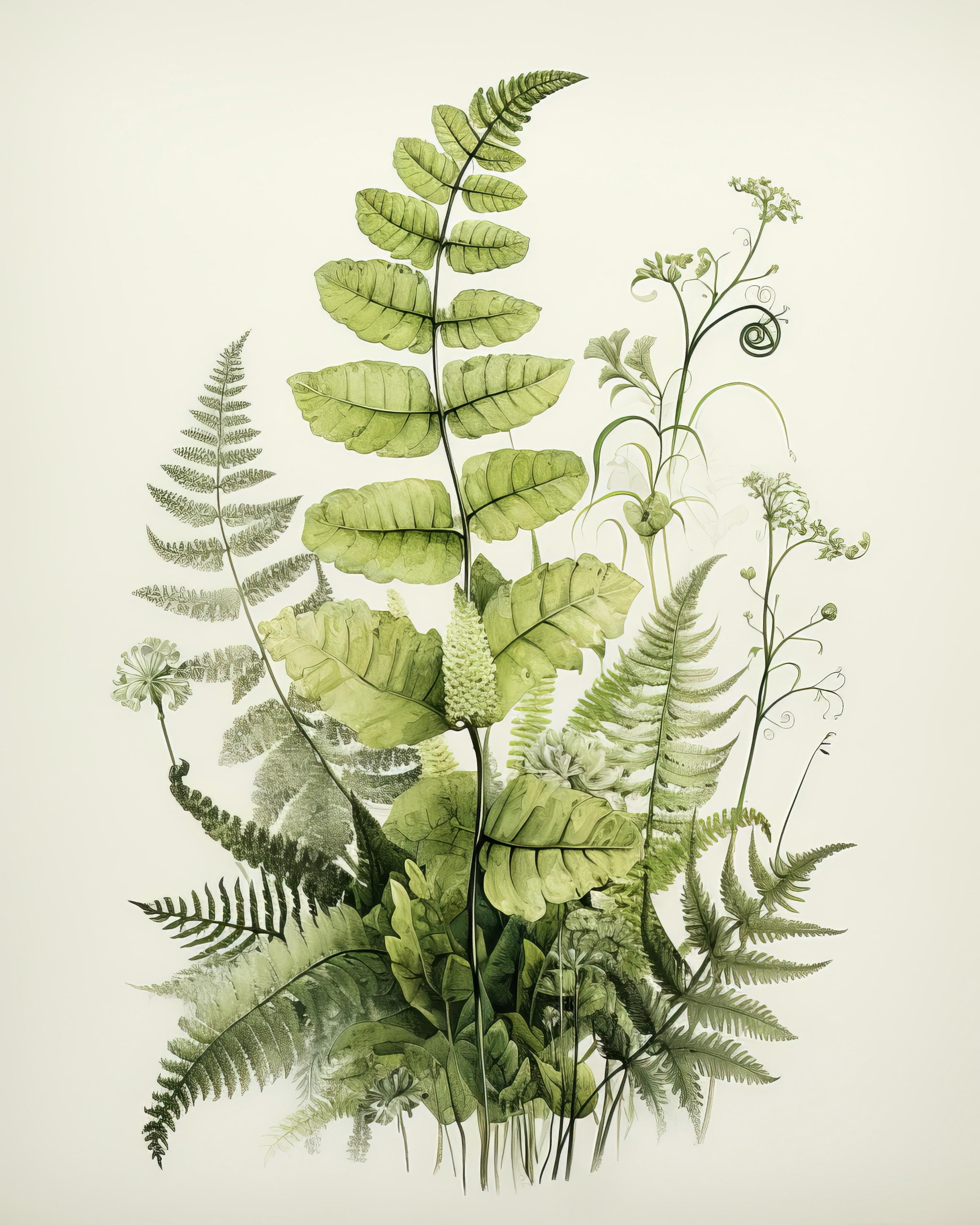 Printable Botanical Ferns Set of 4- Vintage Gallery Plant Wall Art ...