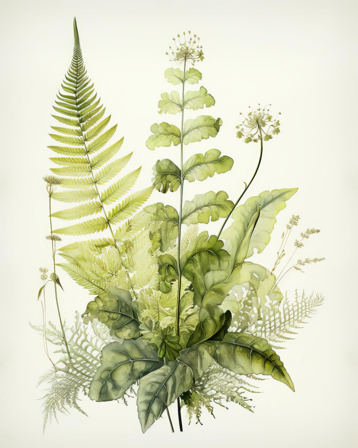 Printable Botanical Ferns Set of 4- Vintage Gallery Plant Wall Art ...