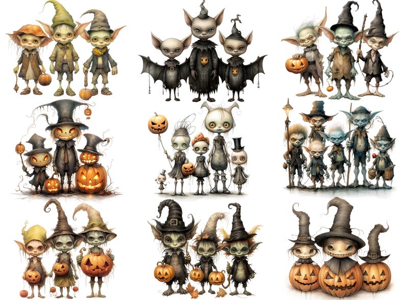Halloween Clipart PNG Bundle | Creepy Cute Clip Art | Quirky Spooky ...