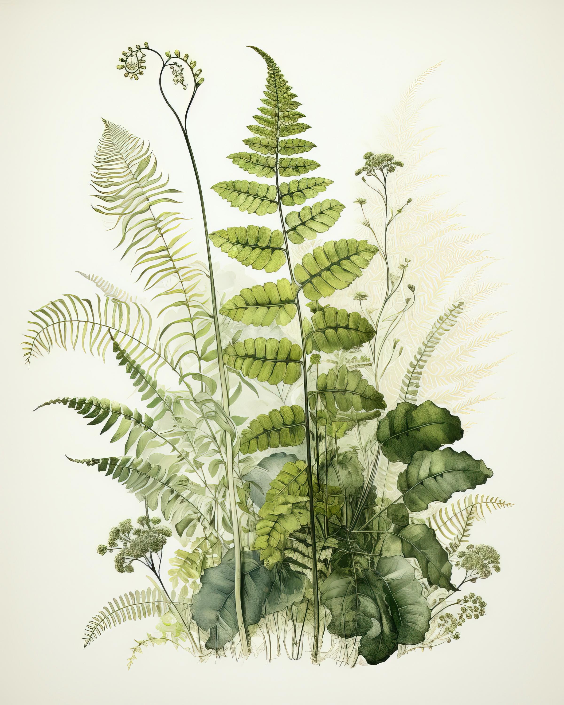 Printable Botanical Ferns Set of 4- Vintage Gallery Plant Wall Art ...