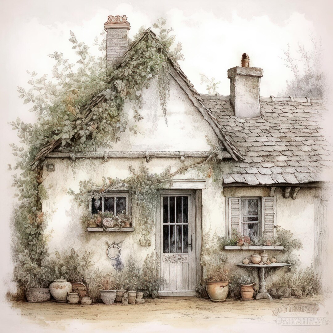 Charming Vintage Cottage Printable Art-earthy Rustic Farmhouse Wall ...