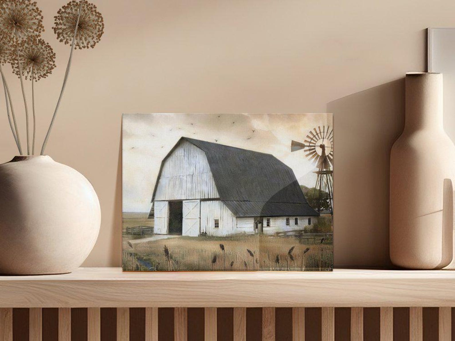 Rustic Barn and Windmill Art Print - Vintage Farmhouse Wall Decor ...