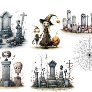 Halloween Clipart PNG Bundle | Creepy Cute Clip Art | Quirky Spooky ...