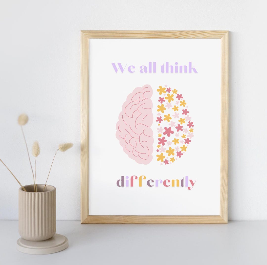 Neurodiversity Digital Poster,we All Think Differently Print,brain Art ...