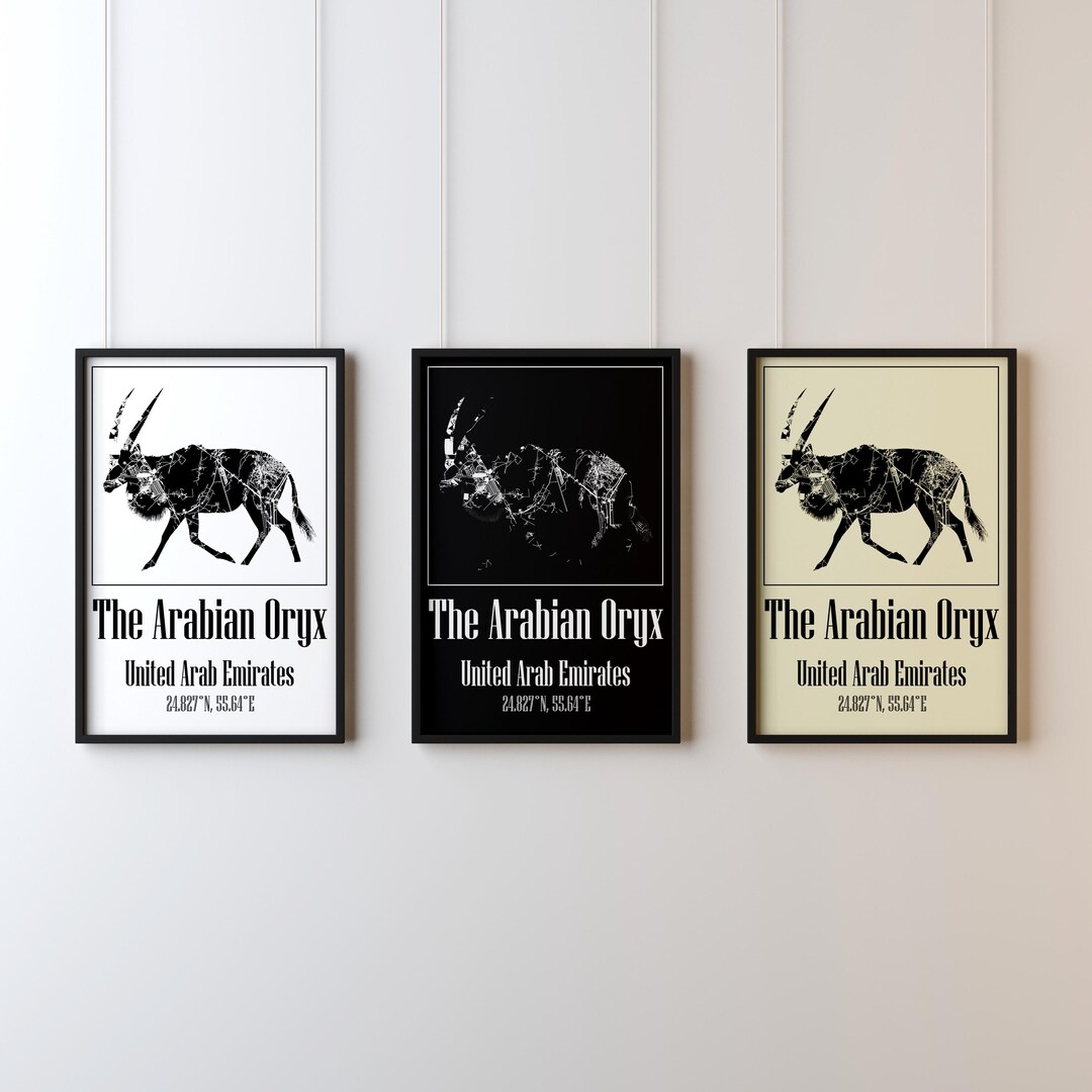 Arabian Oryx Map Print Set: UAE Desert Art (digital Download) - Etsy