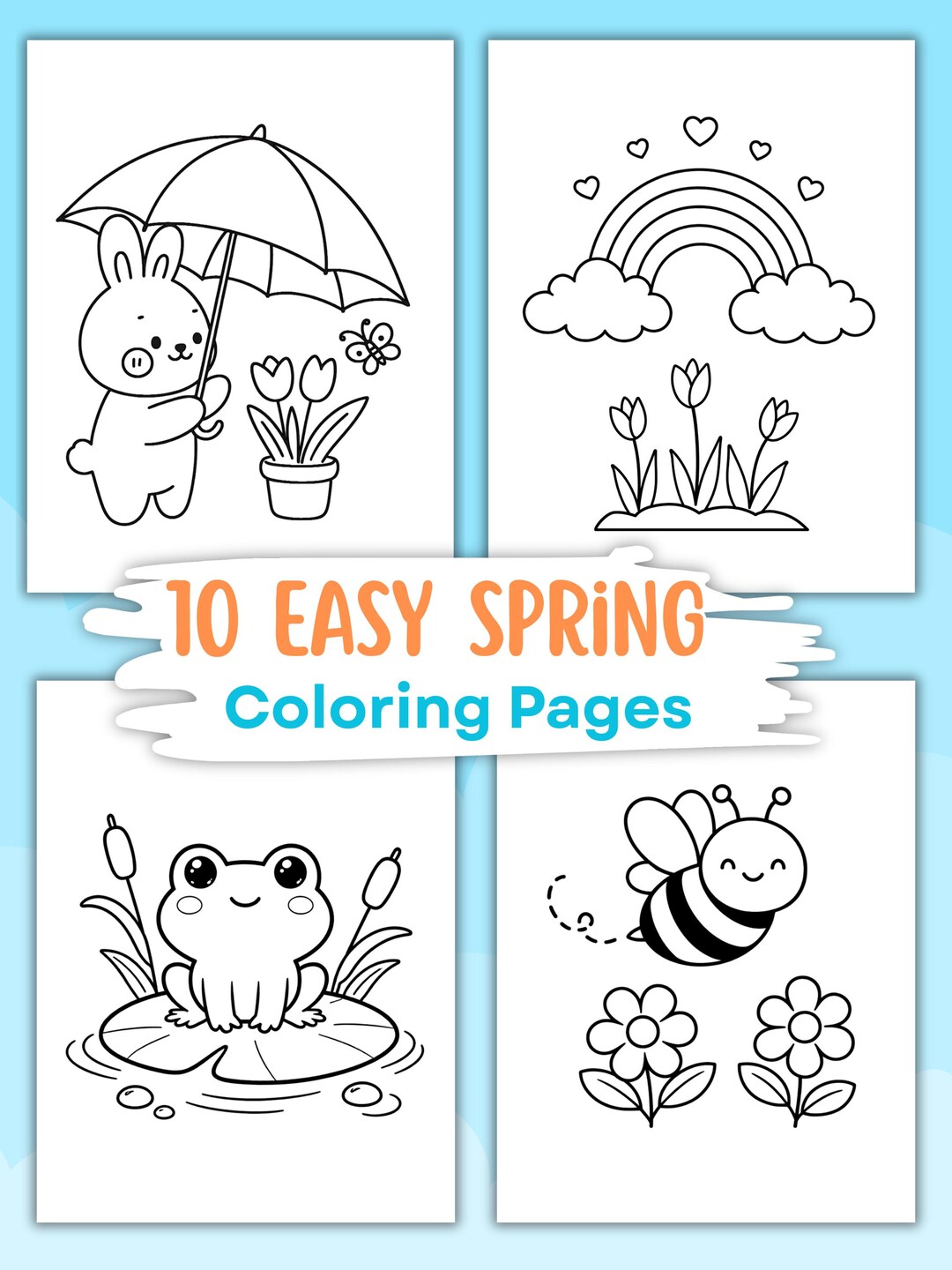 Easy Spring Coloring Pages for Kids – Cute Animals & Flowers Coloring ...