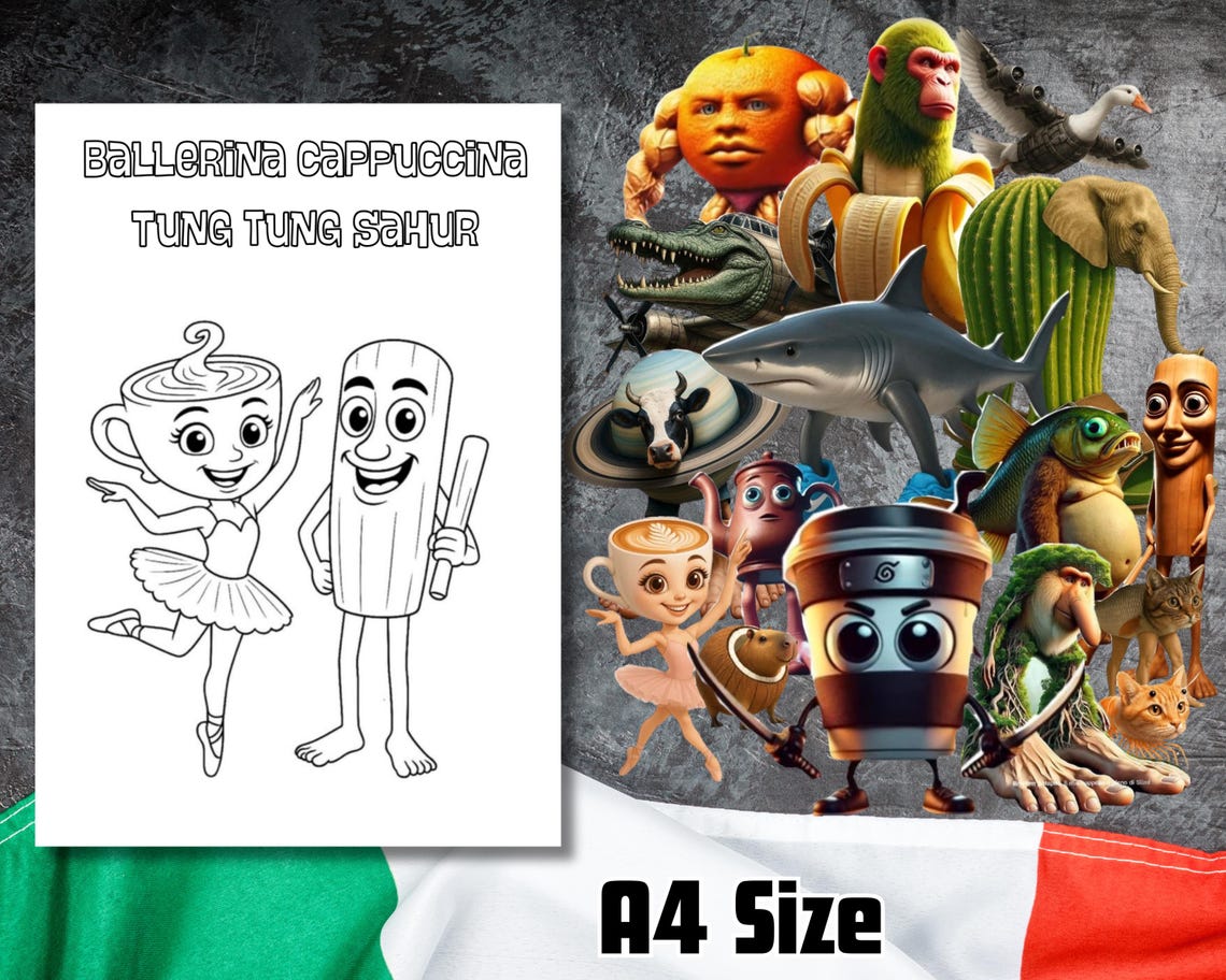 Italian Brainrot Coloring Pages for Kids | Viral Printable Sheets ...