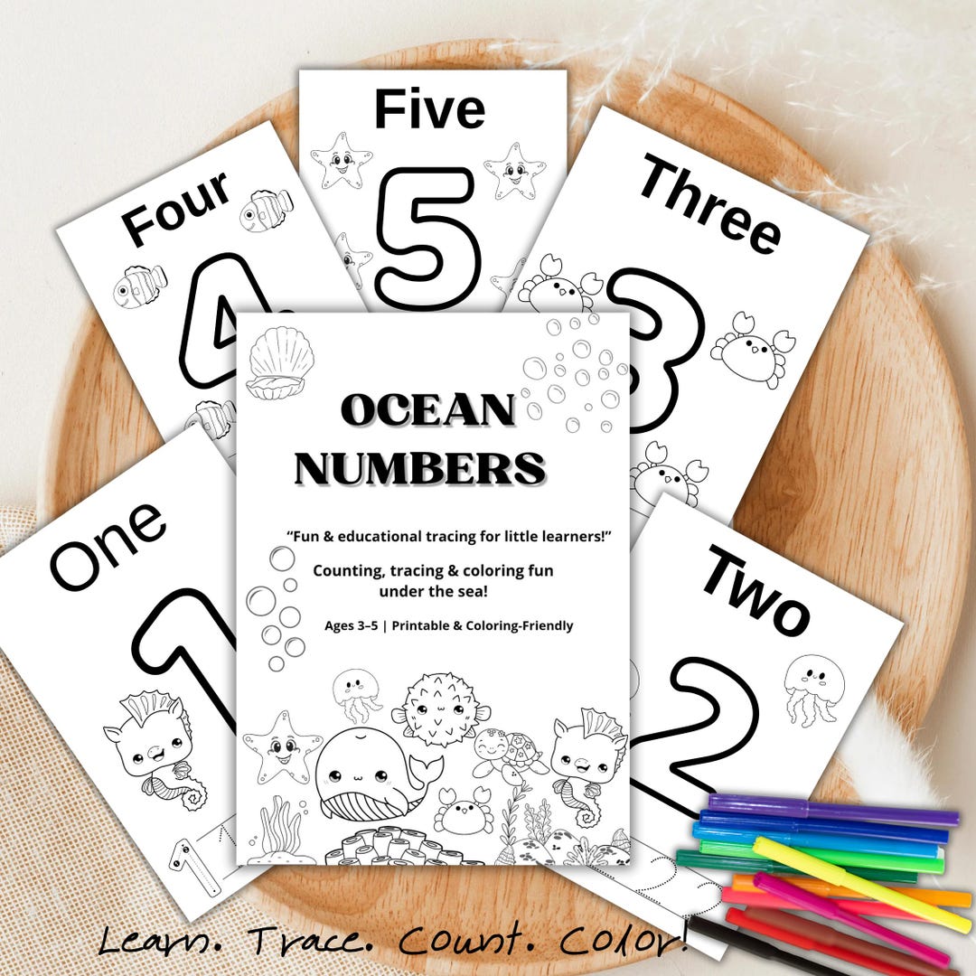 Ocean Numbers 1–10 | Fun Tracing & Coloring Printable for Kids Ages 3–5 ...