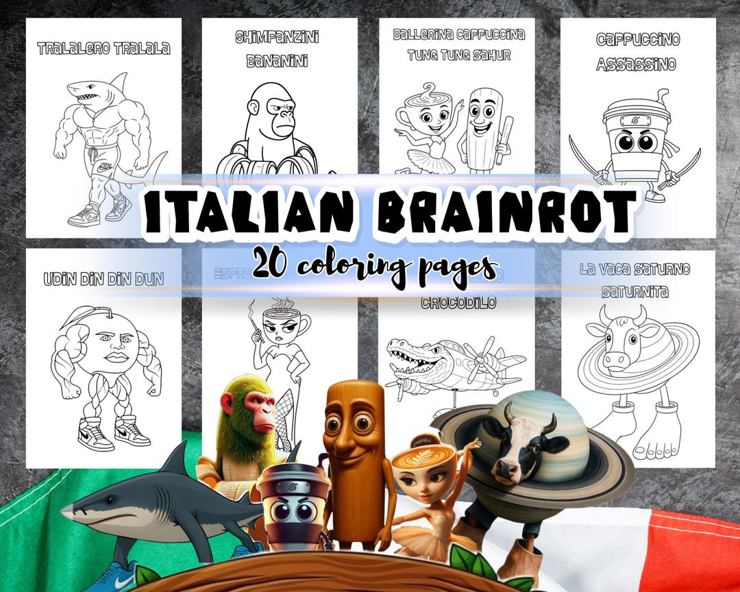 Italian Brainrot Coloring Pages for Kids | Viral Printable Sheets ...