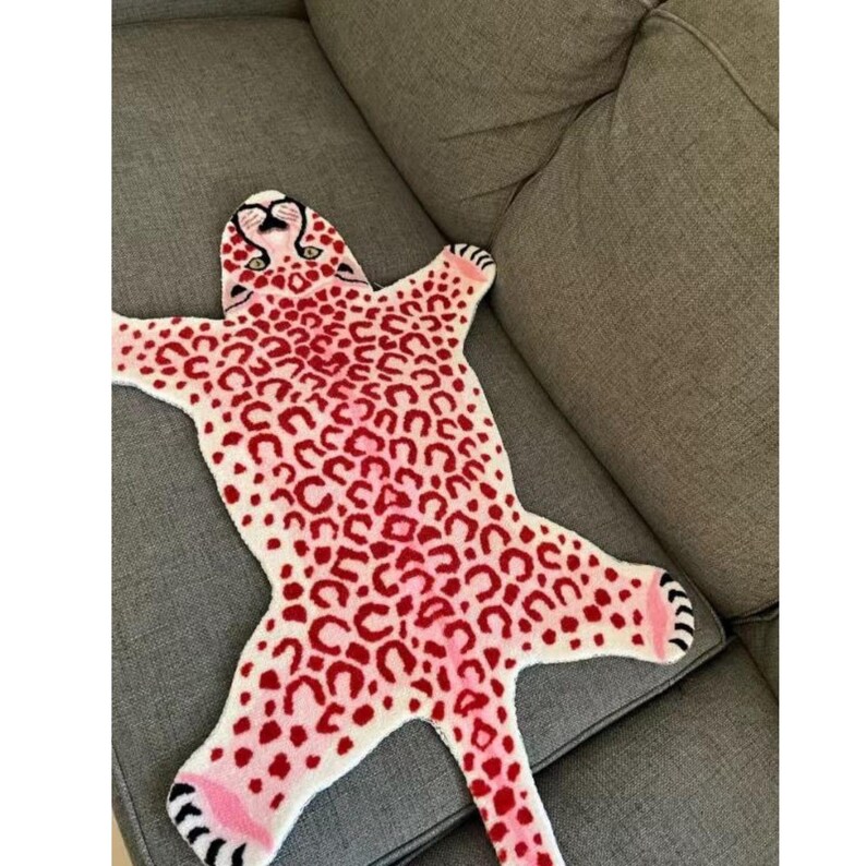 Pink Leopard Carpet, Special-shaped Home Decor Rug, Funny Animal ...