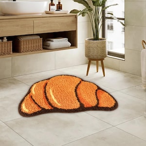 Croissant Rug: Tufted Acrylic, Non-slip Bread Mat (70x40 Cm) - Etsy