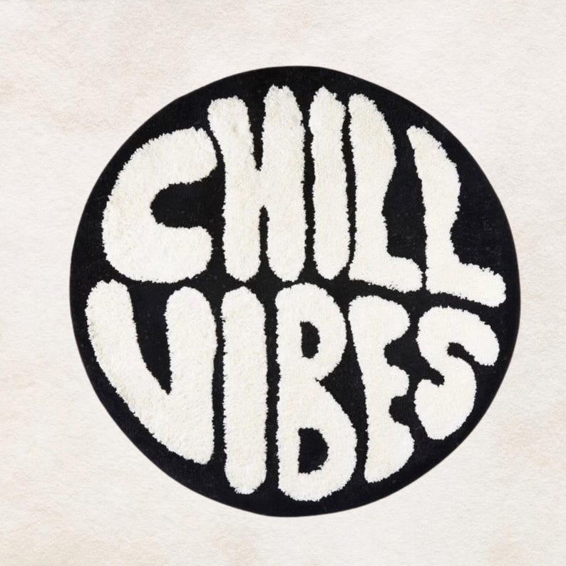 Chill Vibes Round Rug: Black & White Accent Rug (60x60cm) - Etsy