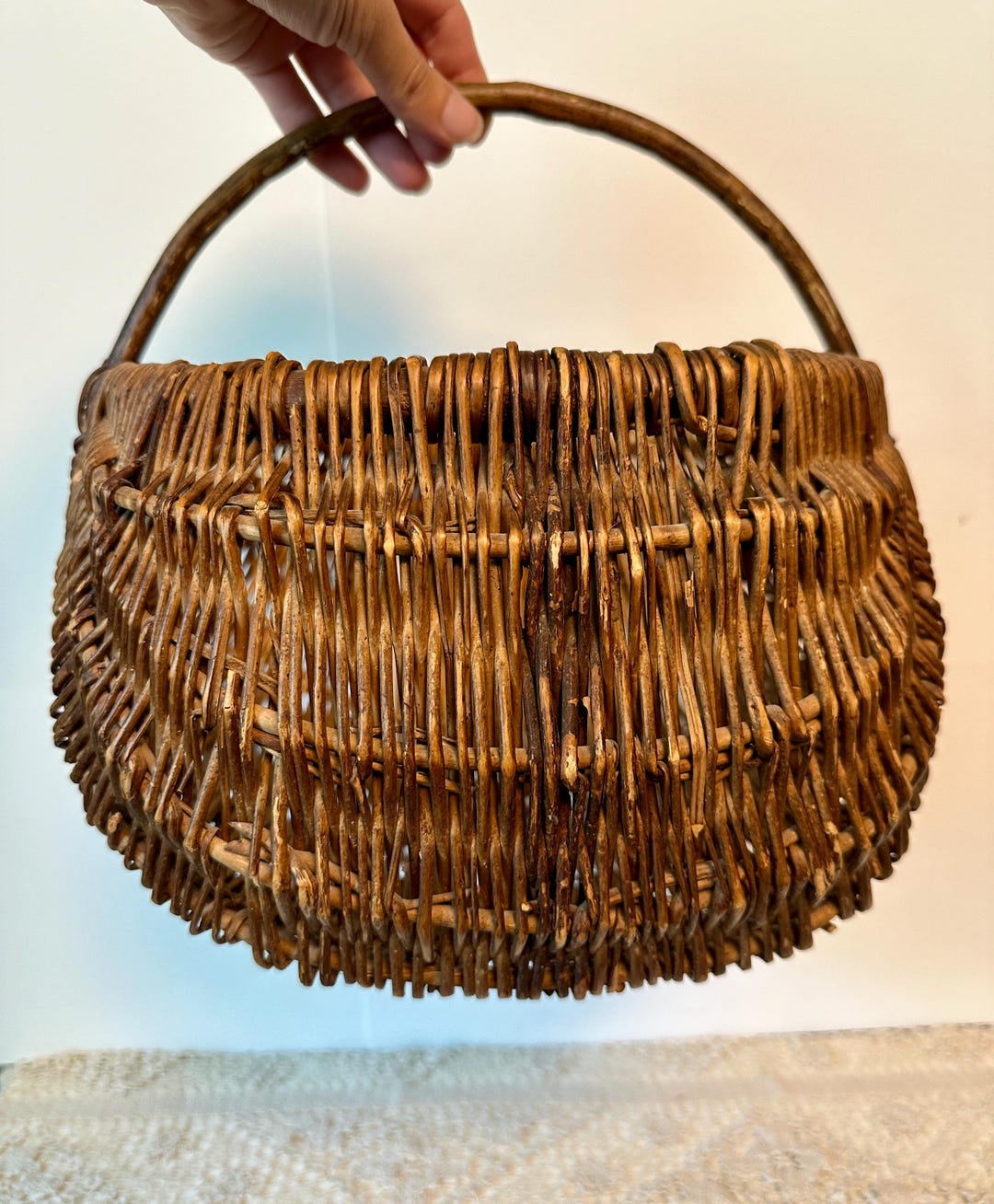 Vintage Woven Basket With Handle Cottagecore - Etsy
