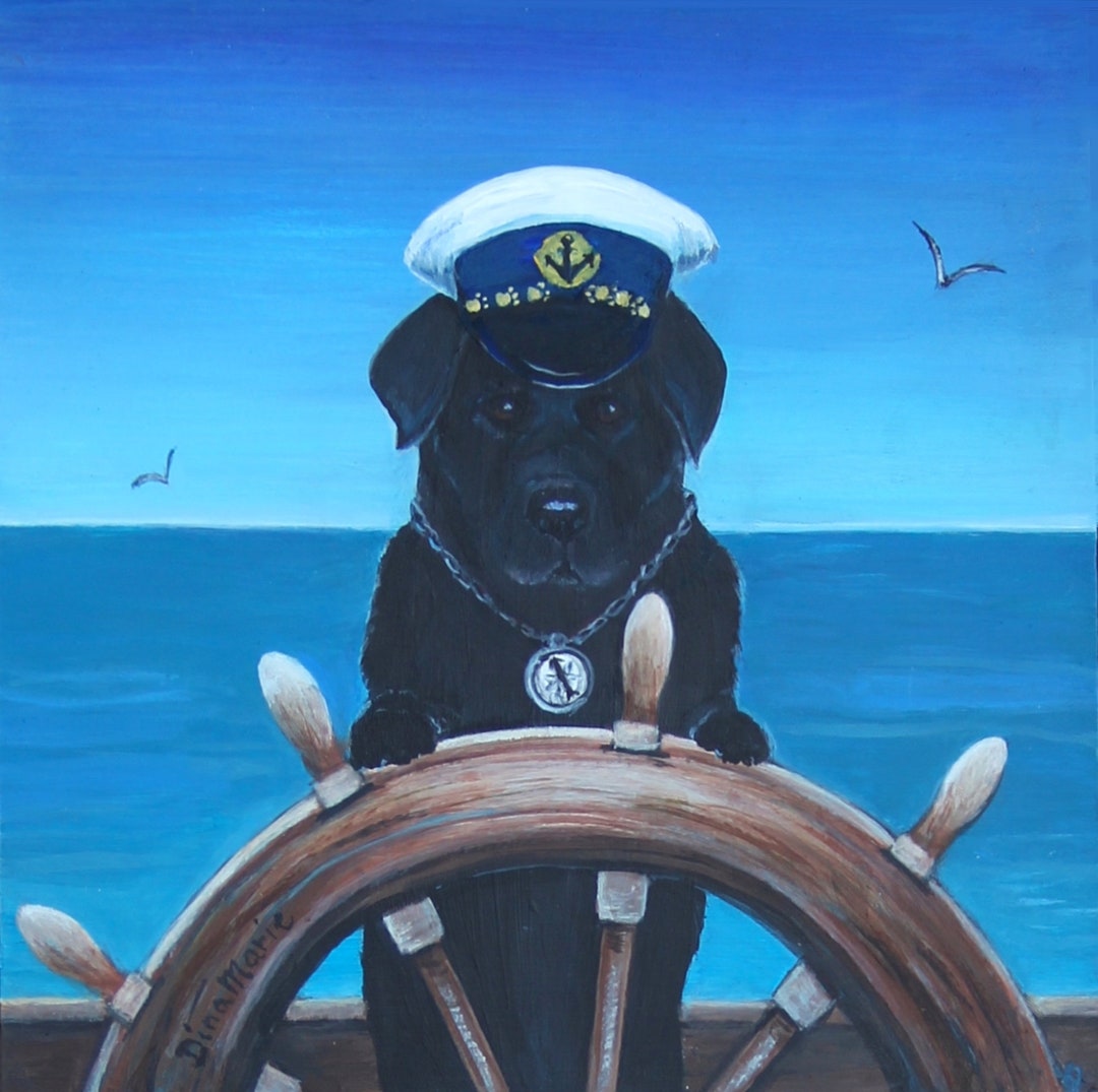 Whimsical Black Lab Dog Paintings Illustration Prints - Etsy