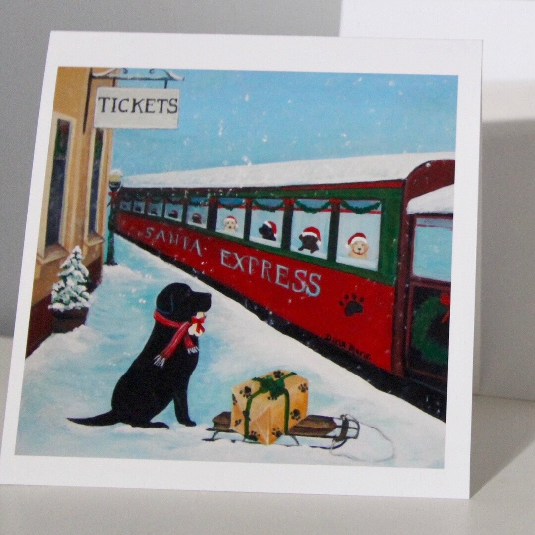 Black Lab Card - Labrador Holiday Card Painting - Etsy