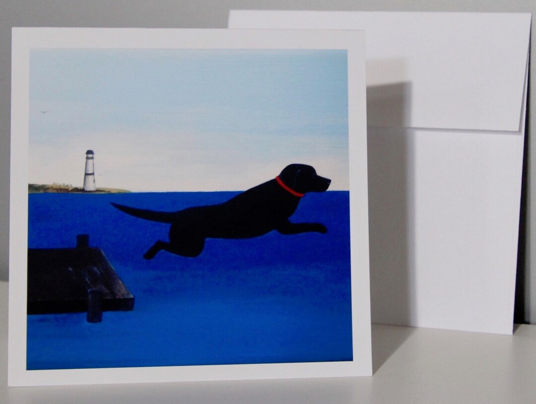 Black Labrador Retriever Card 'courage' Dock Diving Labrador Dog ...