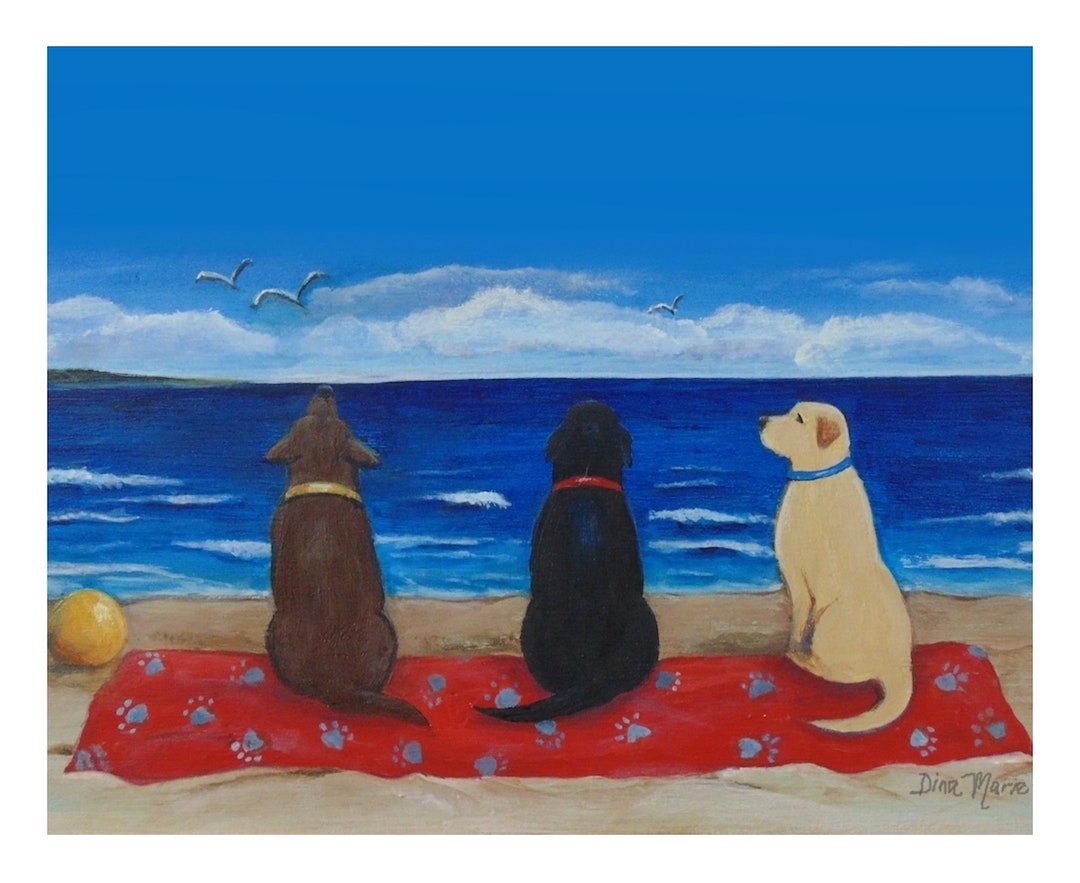 Labrador Beach Bum Card From Original Labrador Painting - Etsy