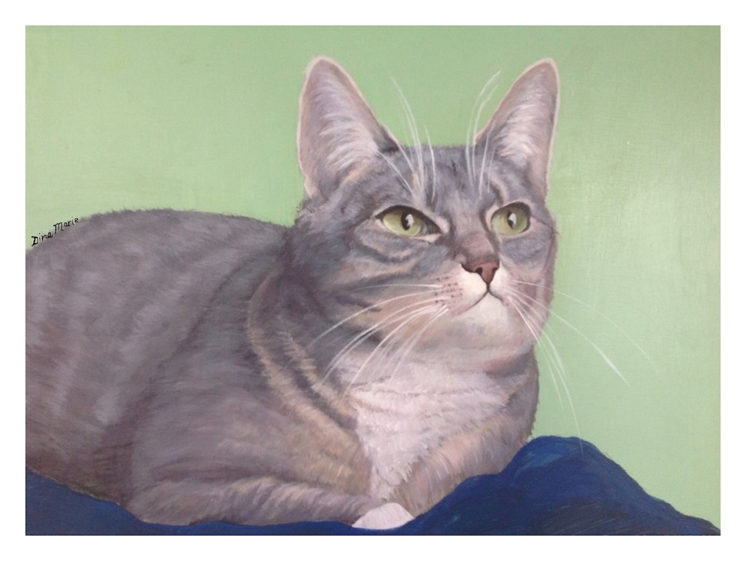Gray Tabby Cat Card - Gray Cat Card From Original Acrylic Painting ...