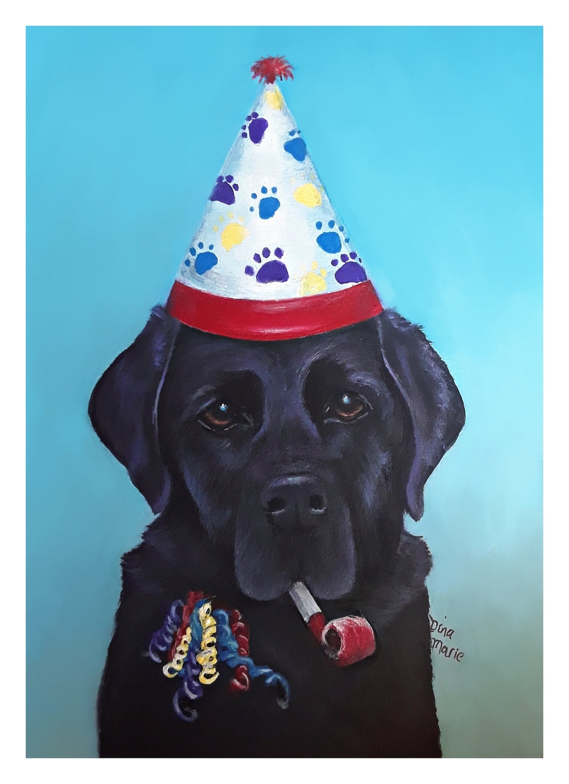 Black Labrador Birthday Card: Original Dog Art - Etsy