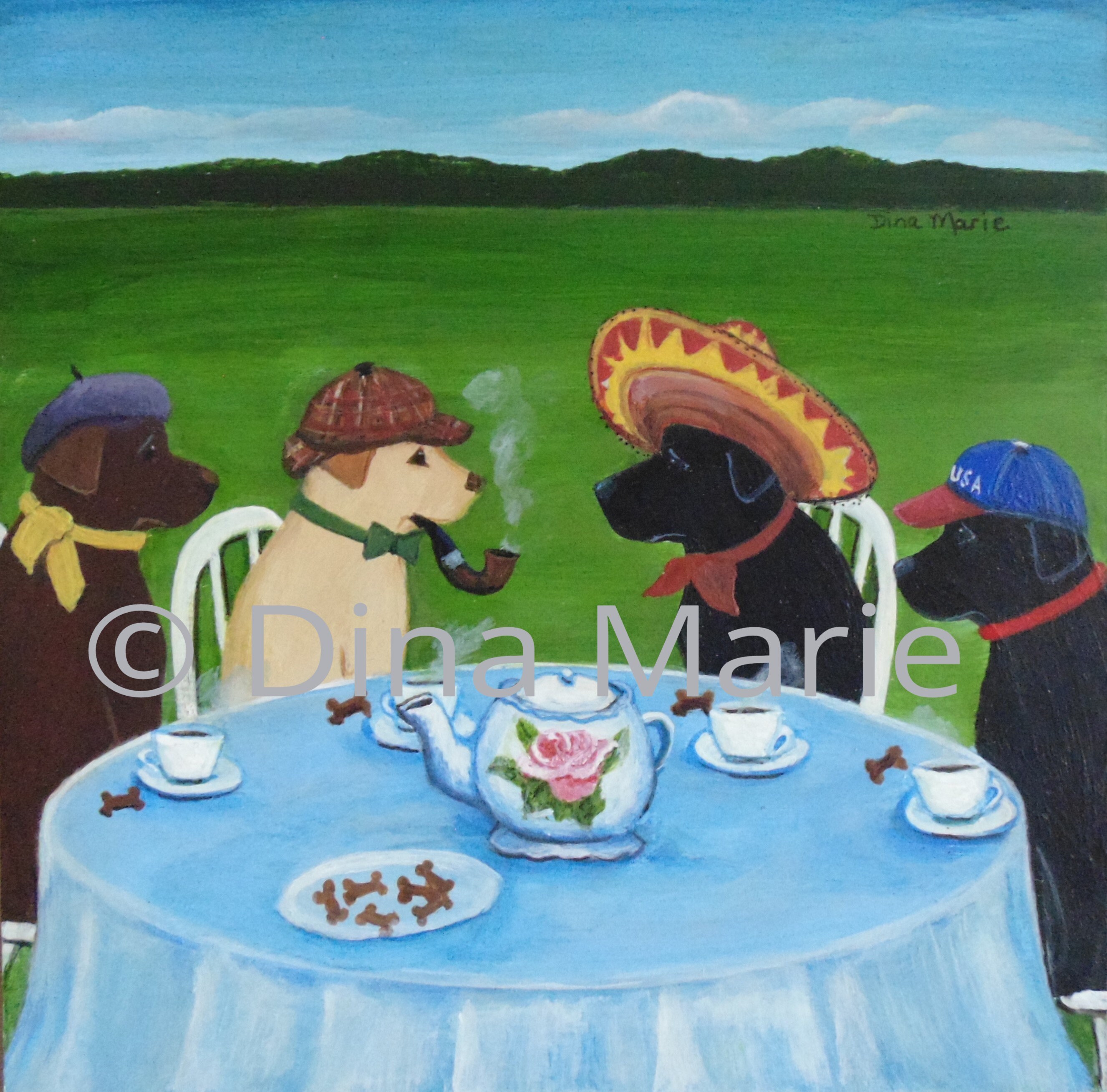 Yellow Chocolate Black Labrador Retrievers Tea Party Card - Etsy