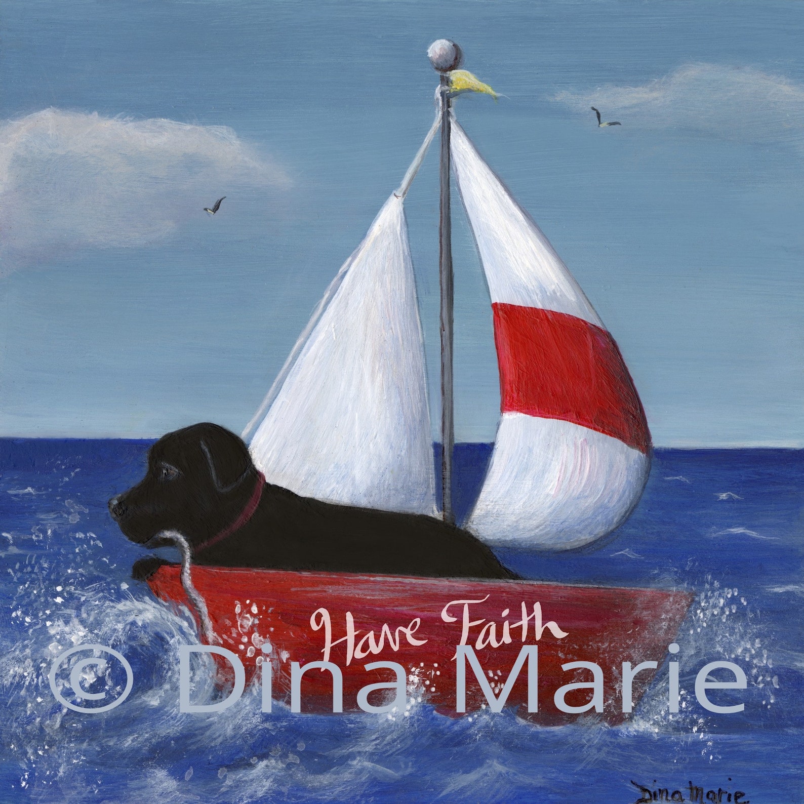 Black Labrador Retriever Card 'have Faith' Labrador Dog Painting - Etsy