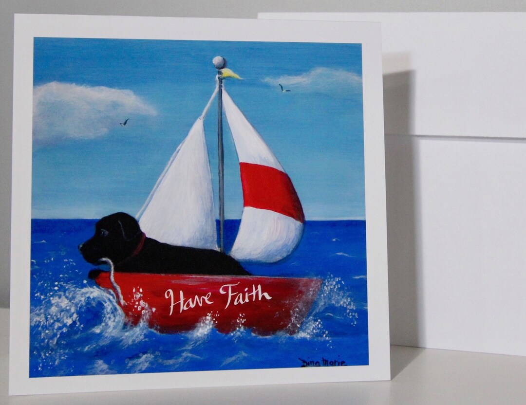 Black Labrador Retriever Card 'have Faith' Labrador Dog Painting - Etsy