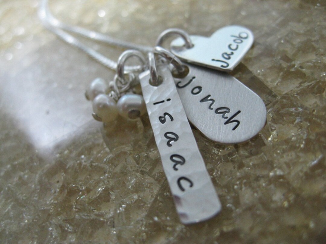 Personalized Hand Stamped Sterling Silver Necklace Textured - Etsy