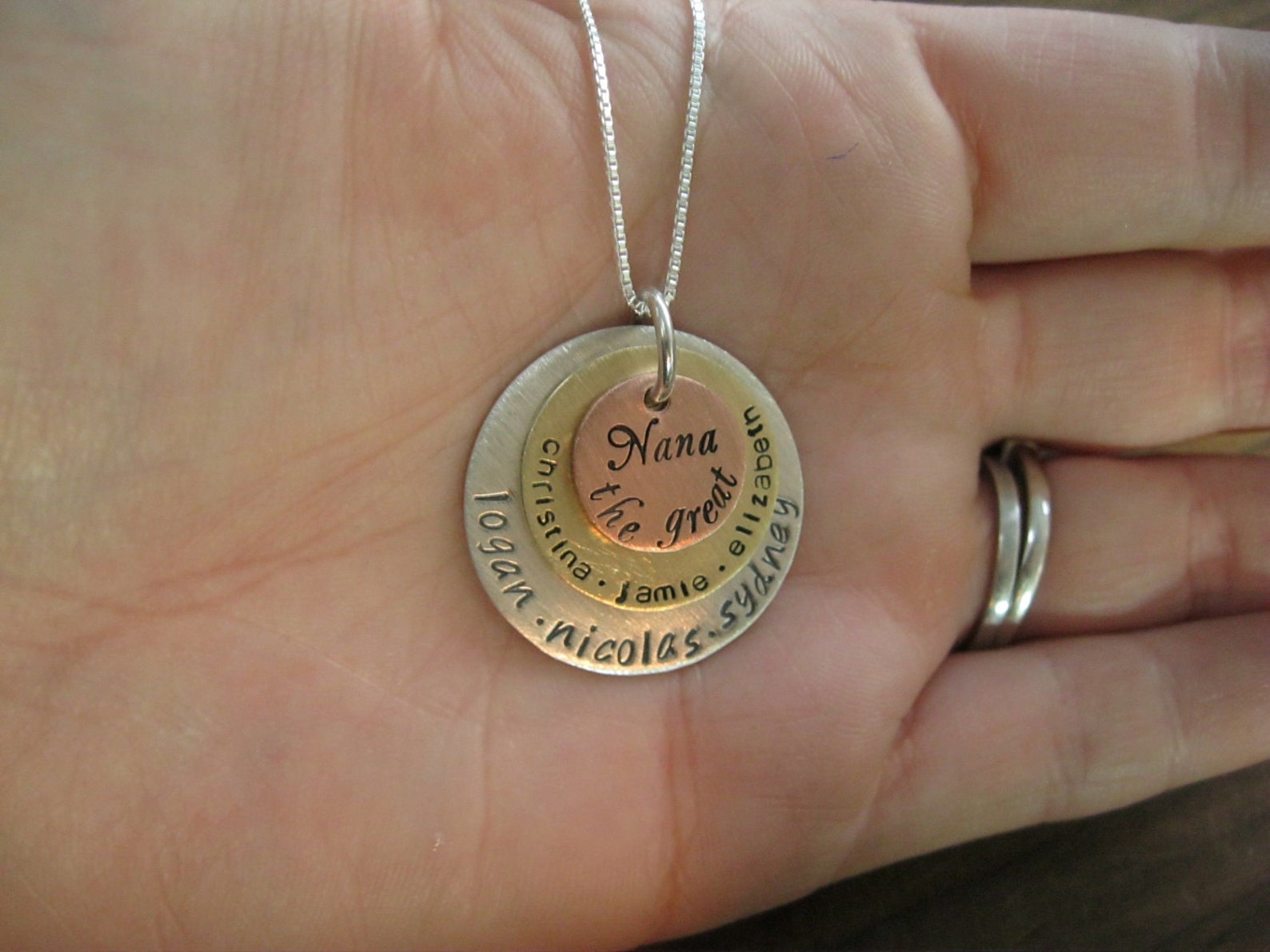 Mixed Metal Copper on Top Triple Stack Personalized Necklace - Etsy