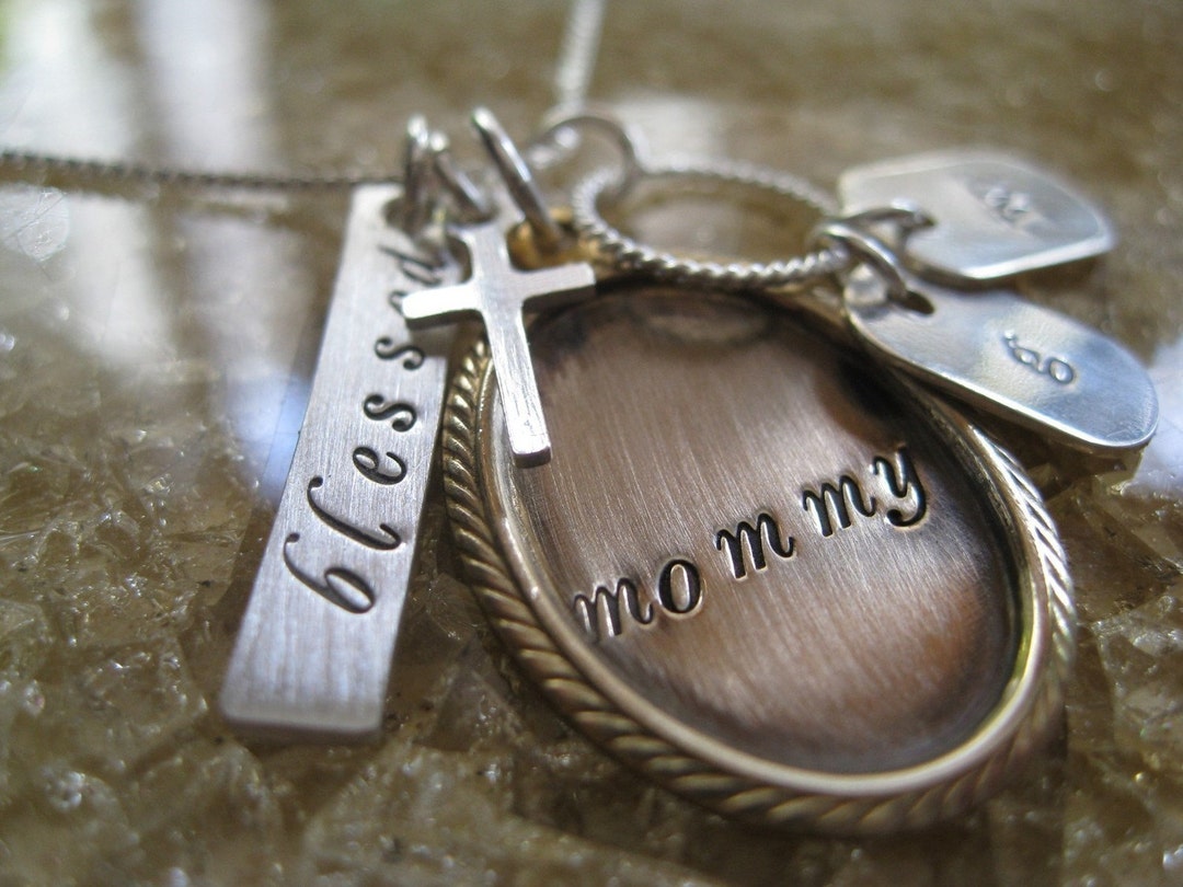 Personalized Hand Stamped Necklace Blessings Mixed Metal - Etsy