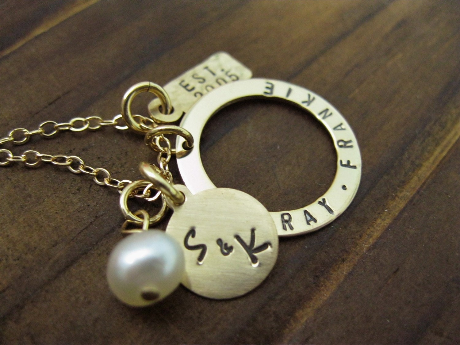 Gold Filled Hand Stamped Necklace Simply Charming Family Charm - Etsy