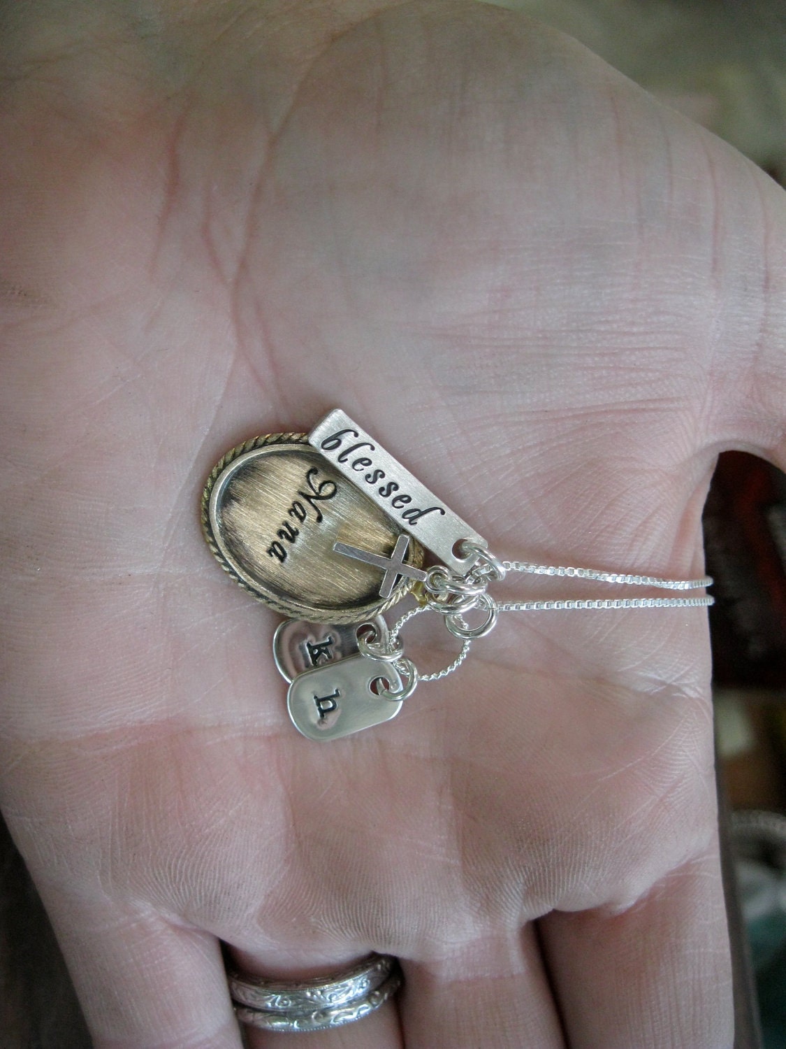 Personalized Hand Stamped Necklace Blessings Mixed Metal - Etsy