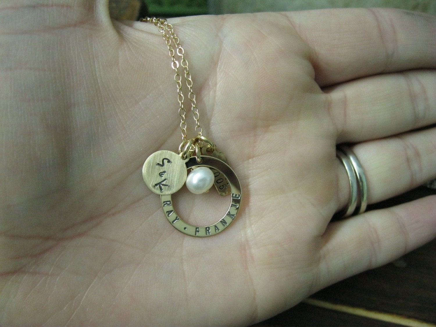 Gold Filled Hand Stamped Necklace Simply Charming Family Charm - Etsy