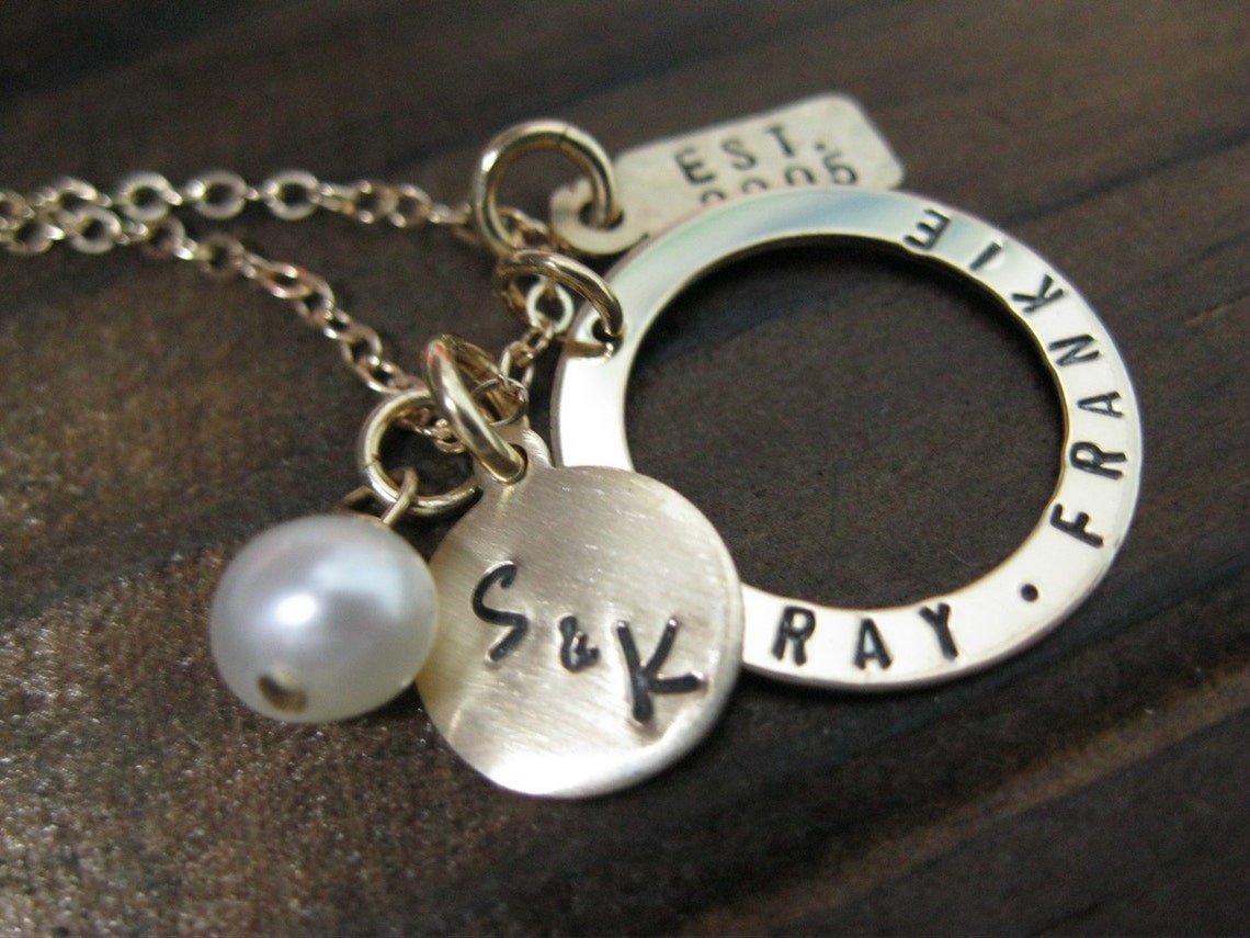 Gold Filled Hand Stamped Necklace Simply Charming Family Charm - Etsy