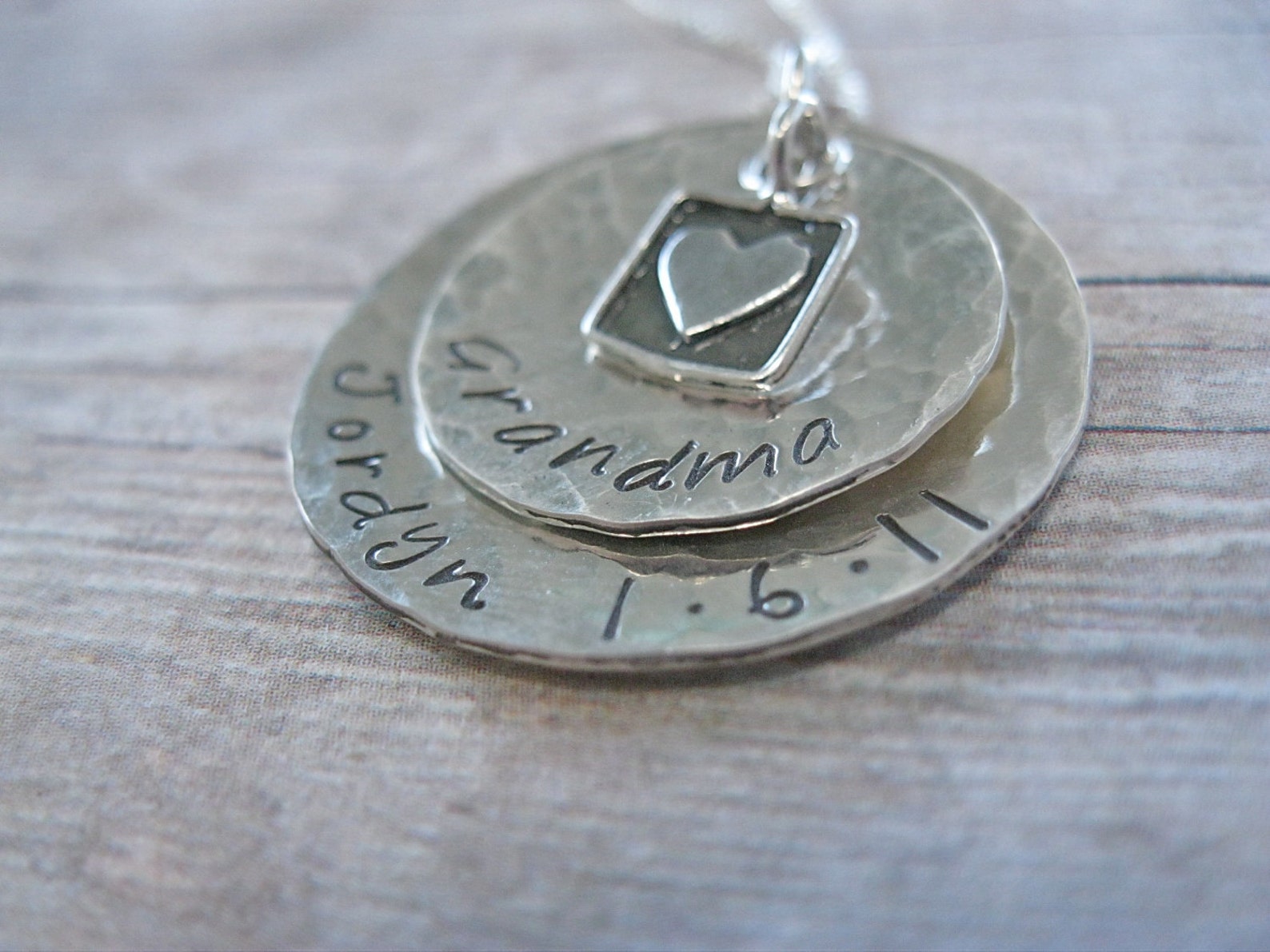 Grandma Sterling Silver Stacked Personalized Hand Stamped - Etsy
