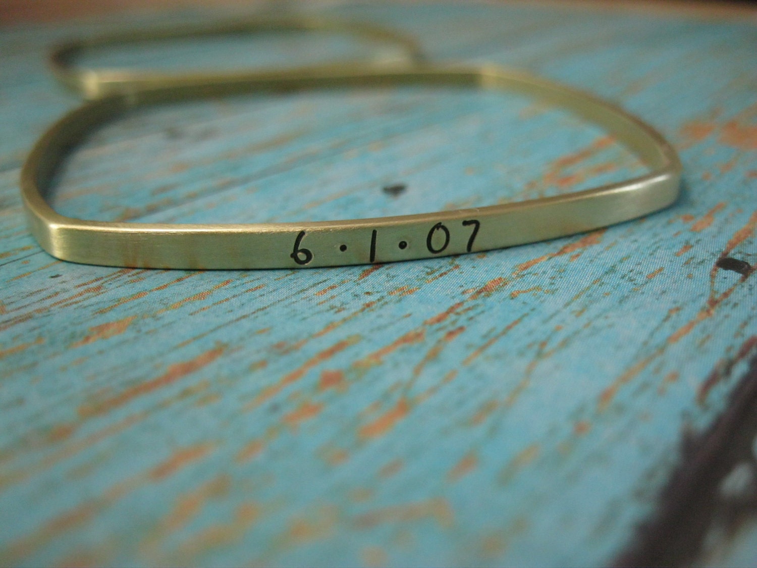 Personalized Brushed Brass Stacking Squre Bangle - Etsy