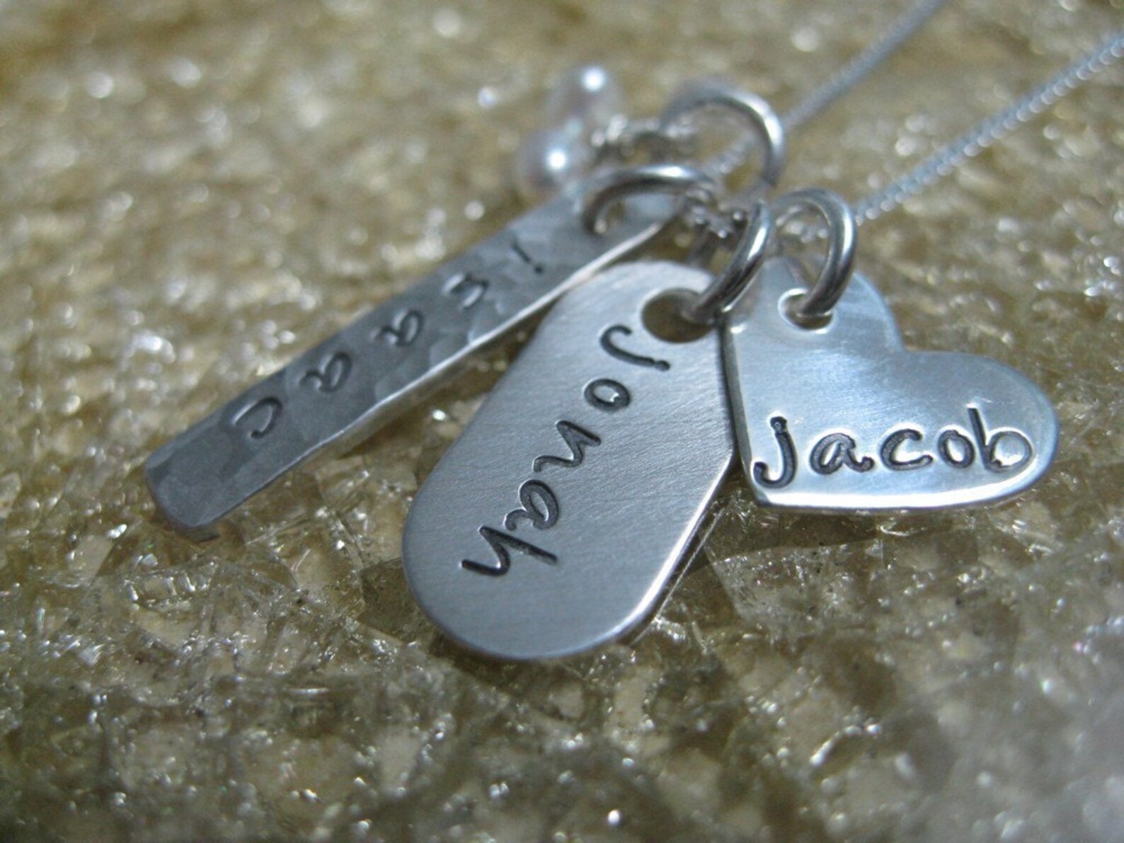 Personalized Hand Stamped Sterling Silver Necklace Textured - Etsy