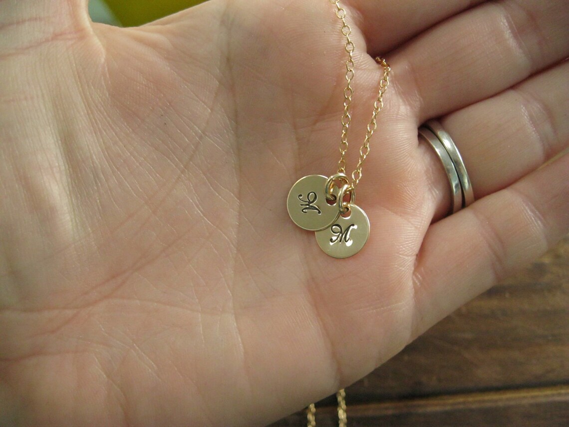 Personalized Tiny Token Gold Filled Necklace - Etsy