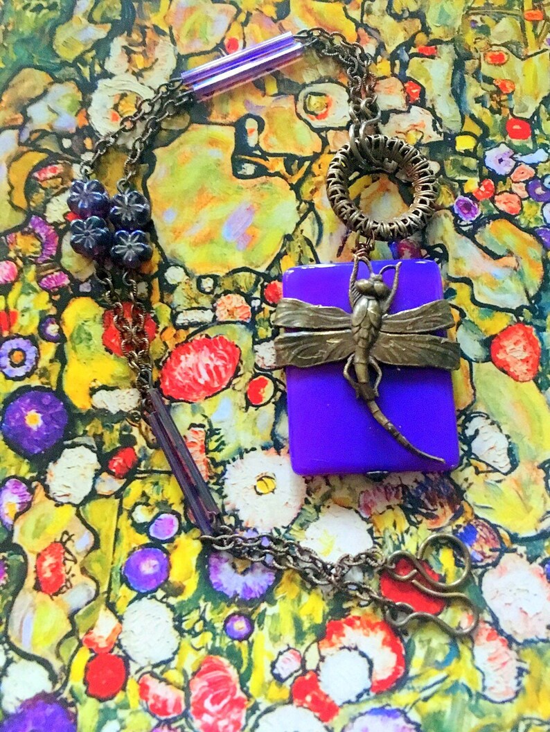 Metamorphosis in Purple Necklace Purple Onyx Agate Wrapped | Etsy