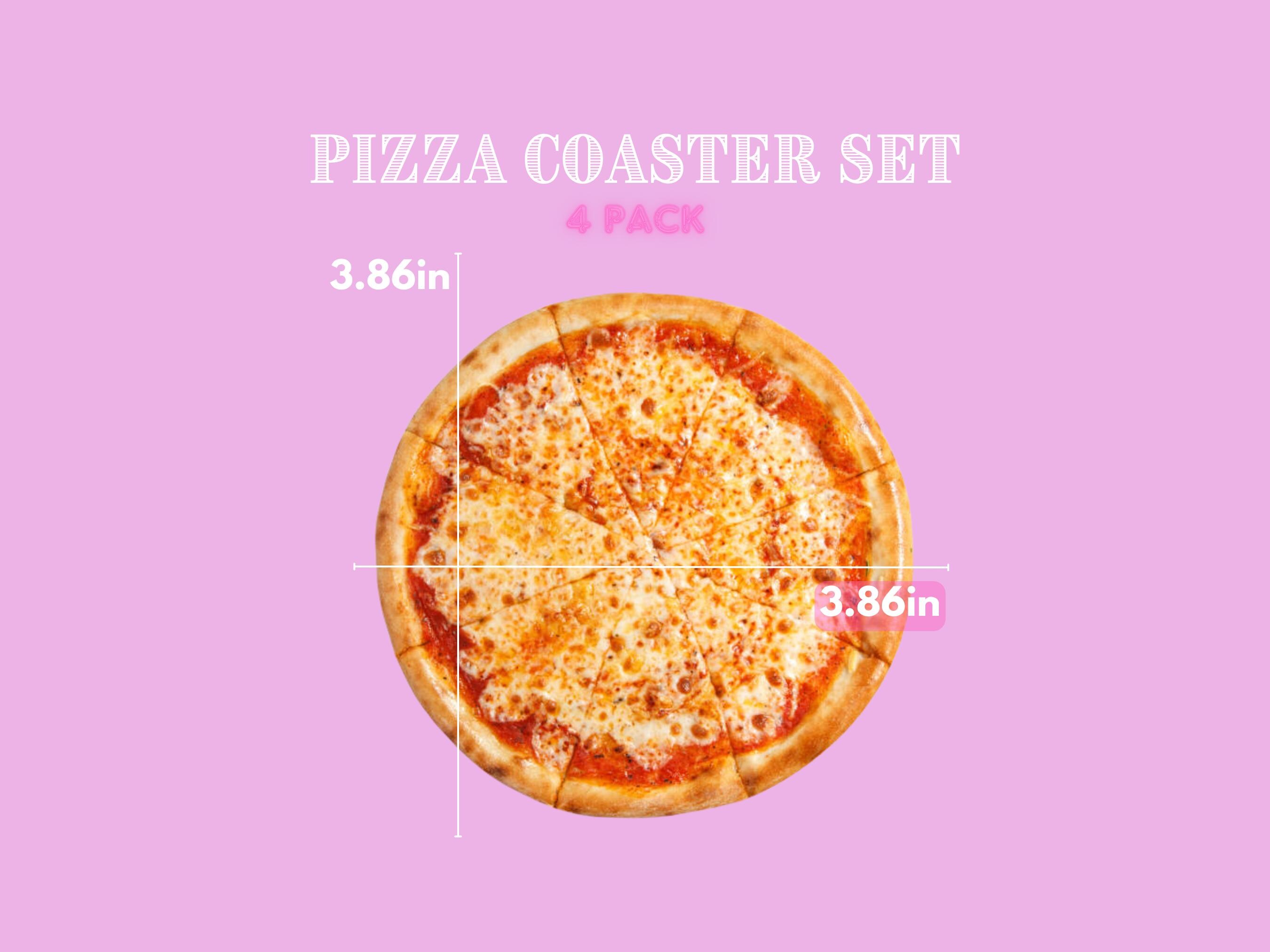 Pizza Coasters Set of 4 – Cheese, Pepperoni, Veggie & Hawaiian, Fun ...