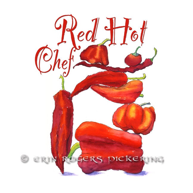 Red Hot Chef Kitchen Illustration Fine Art Print - Etsy