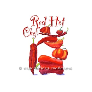 Red Hot Chef Kitchen Illustration Fine Art Print - Etsy